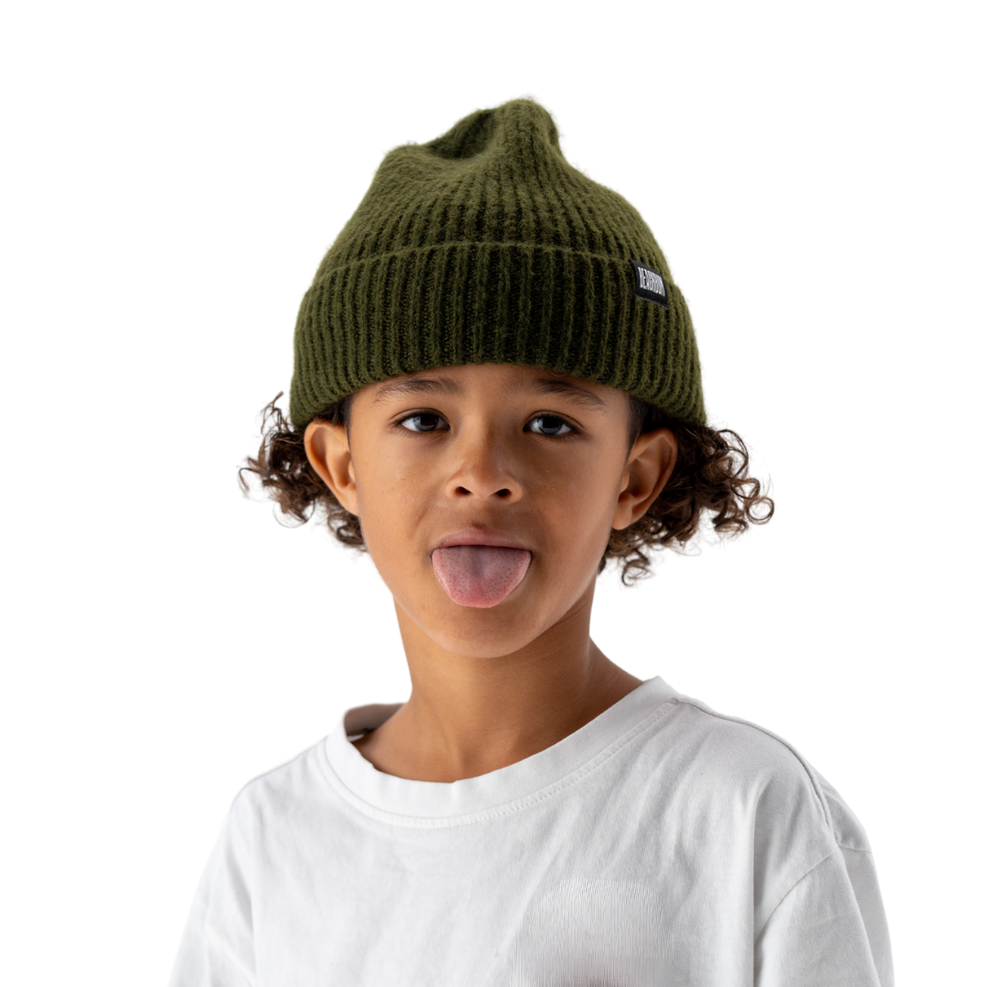 KIDS OLIVE GREEN - BEANIE – BEACHBUM®